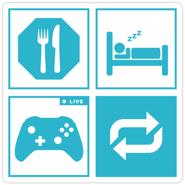 Eat Sleep Game Repeat Stickers By Werutaasu Redbubble