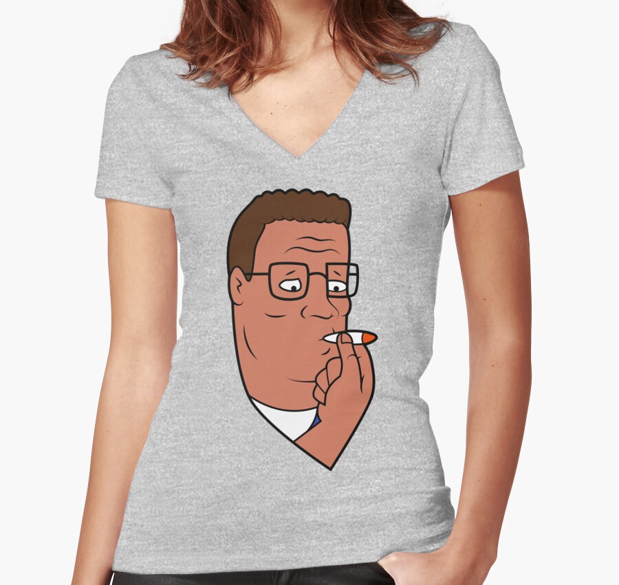 Hank Hill Smoking Weed Womens Fitted V Neck T Shirts By Killrart Redbubble