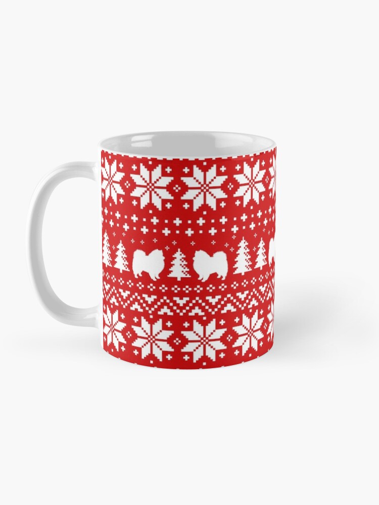 "Amerikanischer Eskimo-Hund silhouettiert Weihnachtsmuster | Eskies Urlaub" Kaffeebecher von ...