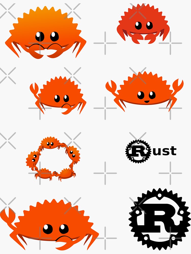 "Rust sticker variety pack with Ferris" Sticker for Sale by leesander ...