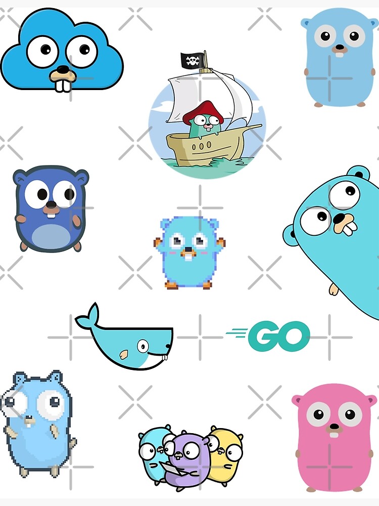 "Golang gopher sticker pack variety pack" Poster by leesander | Redbubble