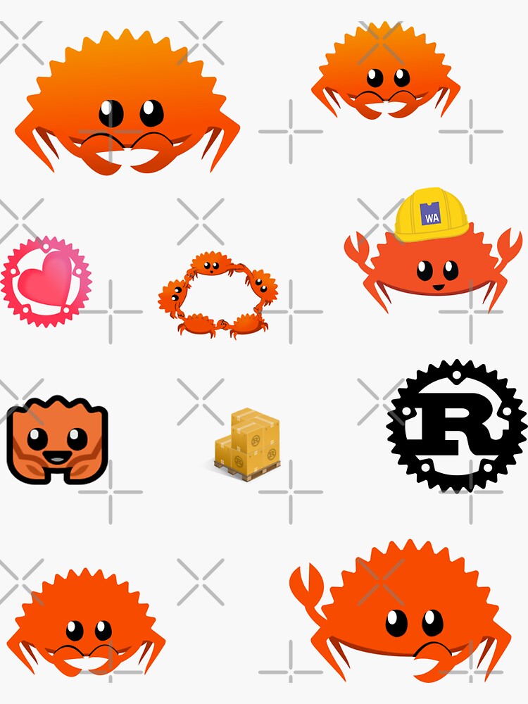 "Rust sticker variety pack with Ferris" Sticker for Sale by leesander ...