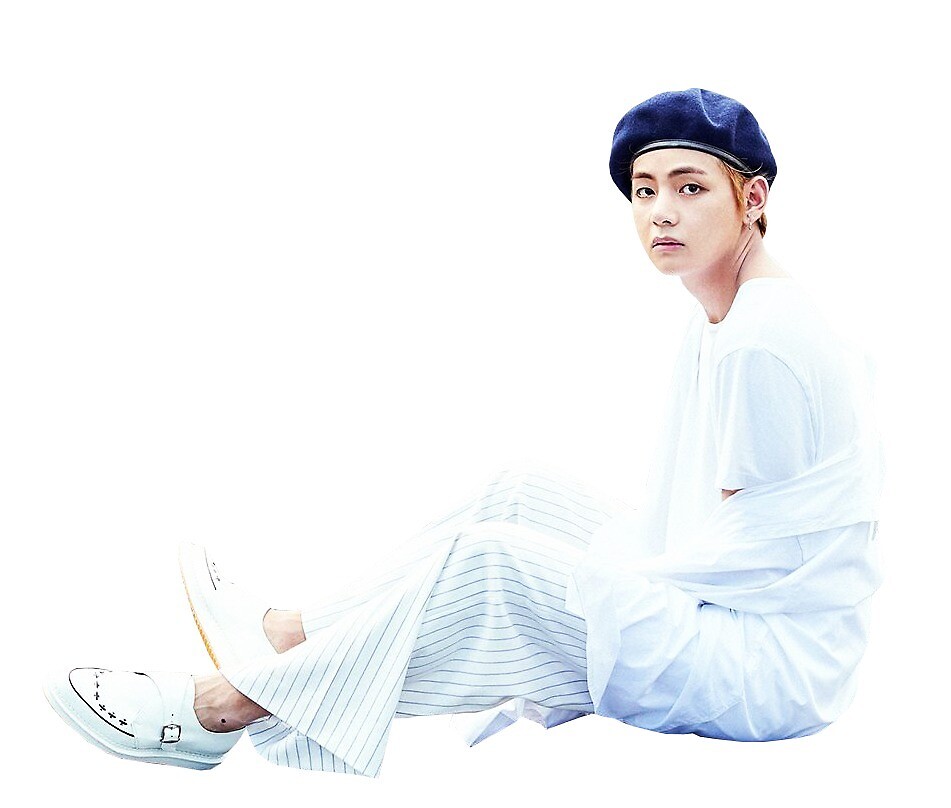 "Kim Taehyung BTS V Sitting in White KPOP" by M3G4MERCH | Redbubble