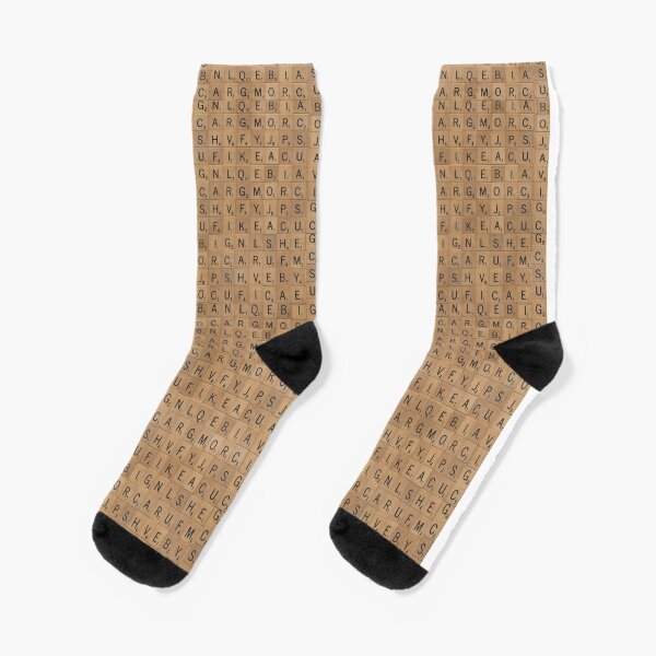 "Scrabble Wood Letter Game Pieces Pattern" Socks for Sale by ...