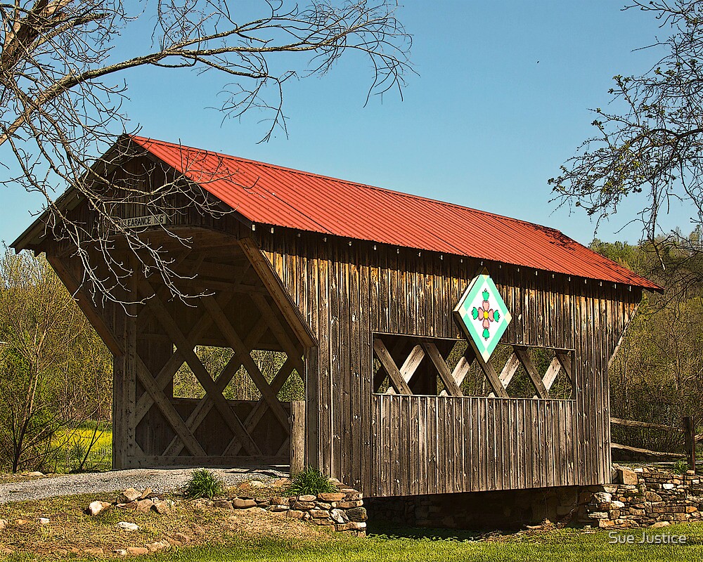 "Covered Bridge on the Quilt Trail" by Sue Justice | Redbubble