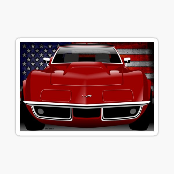 "Chevrolet Corvette C3 - red" Sticker for Sale by car2oonz | Redbubble