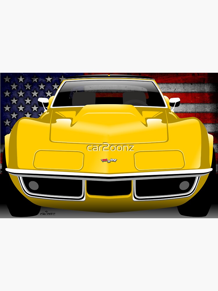"Chevrolet Corvette C3 - yellow" Sticker for Sale by car2oonz | Redbubble