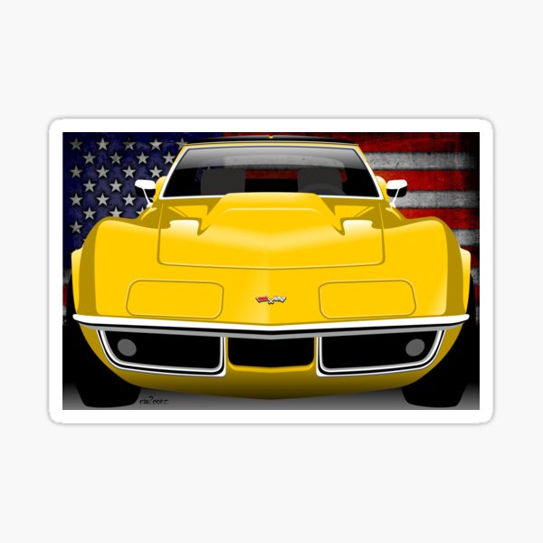 "Chevrolet Corvette C3 - yellow" Sticker for Sale by car2oonz | Redbubble