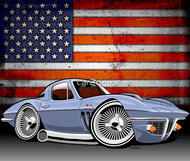 "Caricature Chevrolet Corvette C3 - light blue" by car2oonz | Redbubble