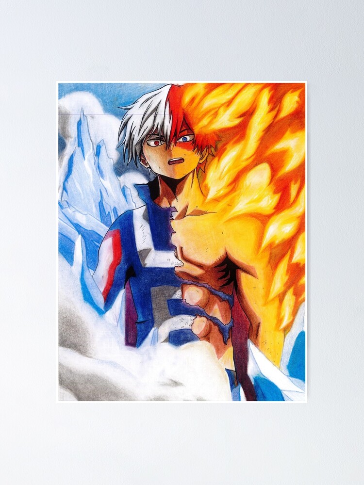 "Shoto Todoroki Ice and Fire" Poster for Sale by Herwish | Redbubble