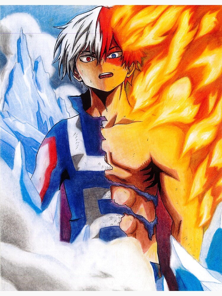 "Shoto Todoroki Ice and Fire" Sticker by Herwish | Redbubble