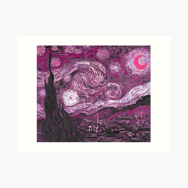 "Pink Starry Night" Art Print for Sale by babekieren | Redbubble