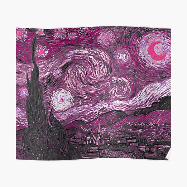 "Pink Starry Night" Poster for Sale by babekieren | Redbubble
