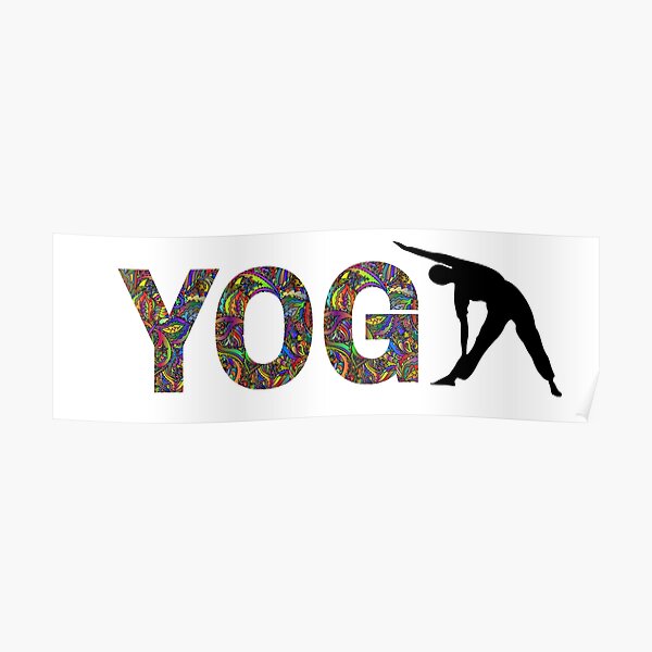 "YOGA - Colorful block letters with letter A as yoga pose" Poster for ...