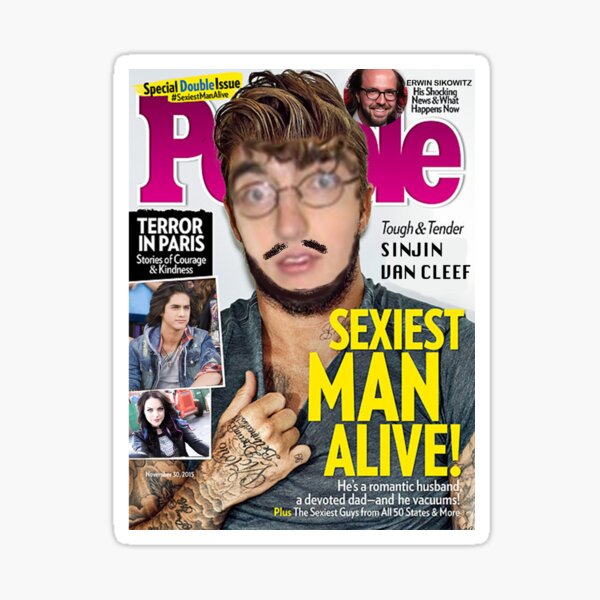 Sinjin Van Cleef Sexiest Man Alive Sticker For Sale By Theonenonlyrice Redbubble