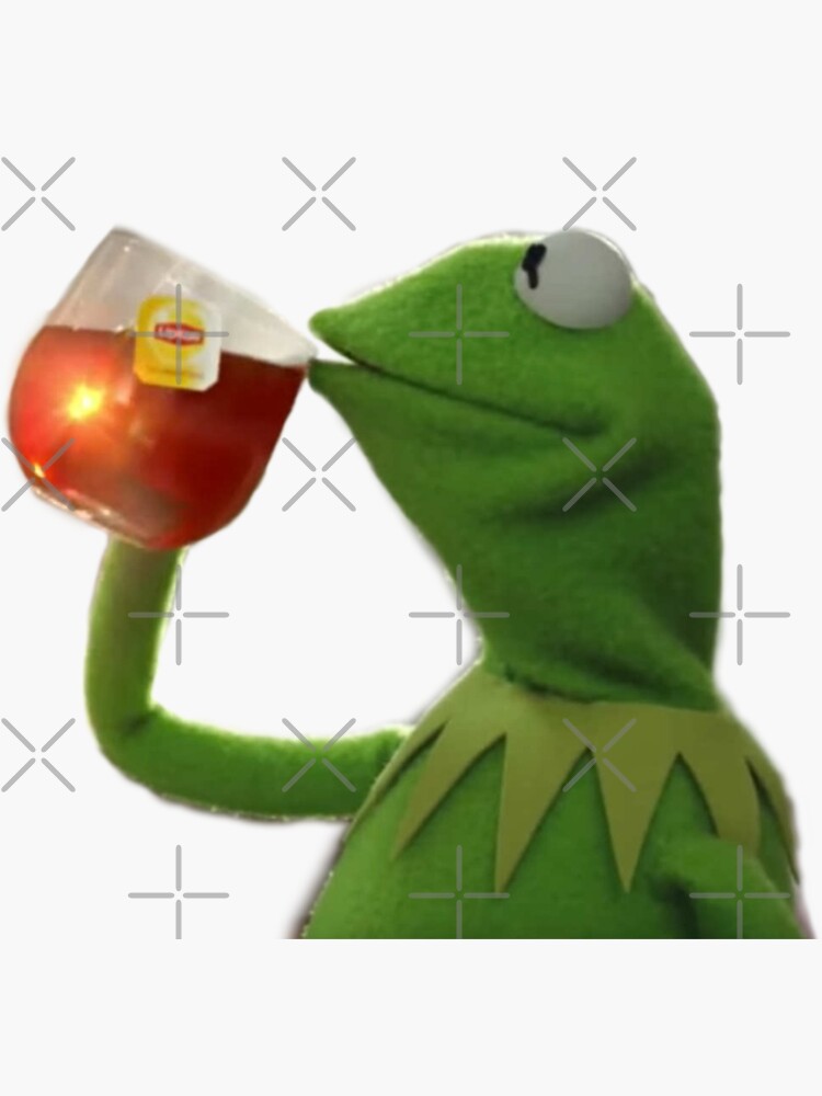 Pegatina «Kermit la rana bebiendo té Lipton Meme» de Luckeye | Redbubble