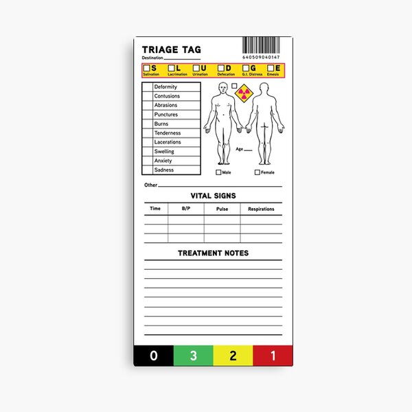 "Triage tag" Canvas Print for Sale by Incapability | Redbubble
