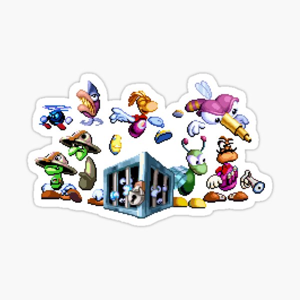 "Rayman (original) - Enemies" Sticker for Sale by Radical-Squid | Redbubble