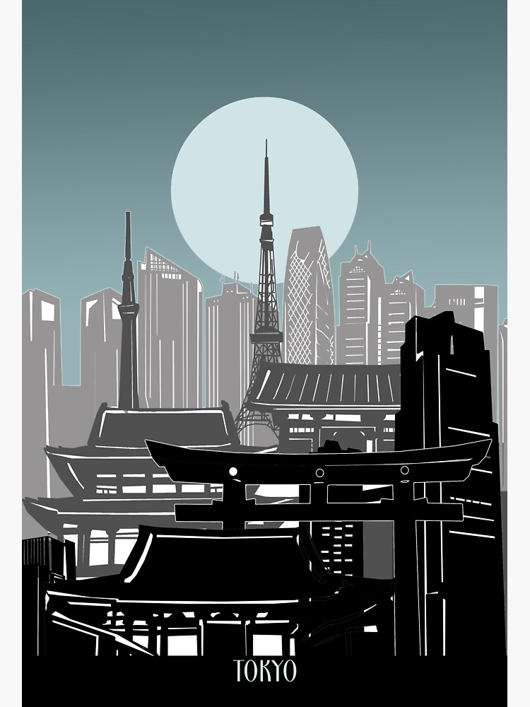 "tokyo skyline" Sticker by BekimART2 | Redbubble