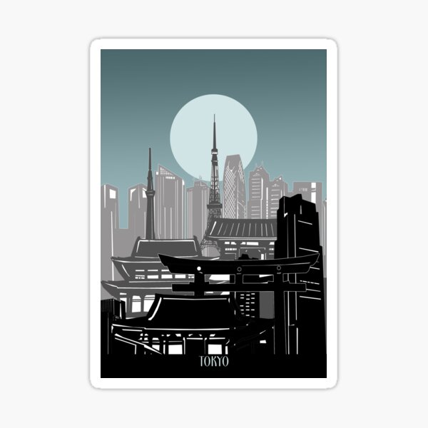 "tokyo skyline" Sticker by BekimART2 | Redbubble