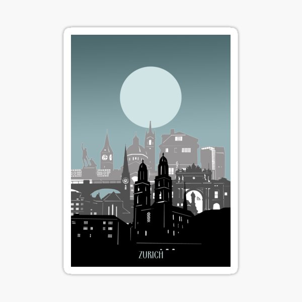 "zurich skyline" Sticker for Sale by BekimART2 | Redbubble