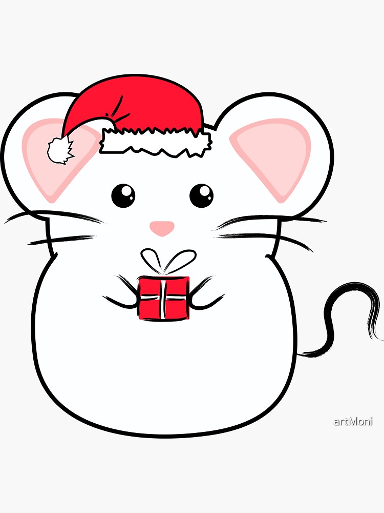 "Cartoon mouse santa claus" Sticker by artMoni | Redbubble