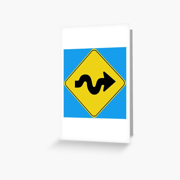 "Caution Road Sign Swerving Right Arrow" Greeting Card for Sale by ...