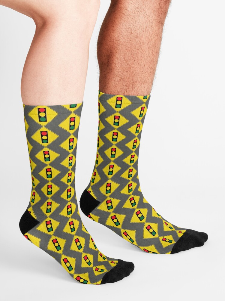 "Caution Road Sign Traffic Light" Socks by Shanestillz | Redbubble