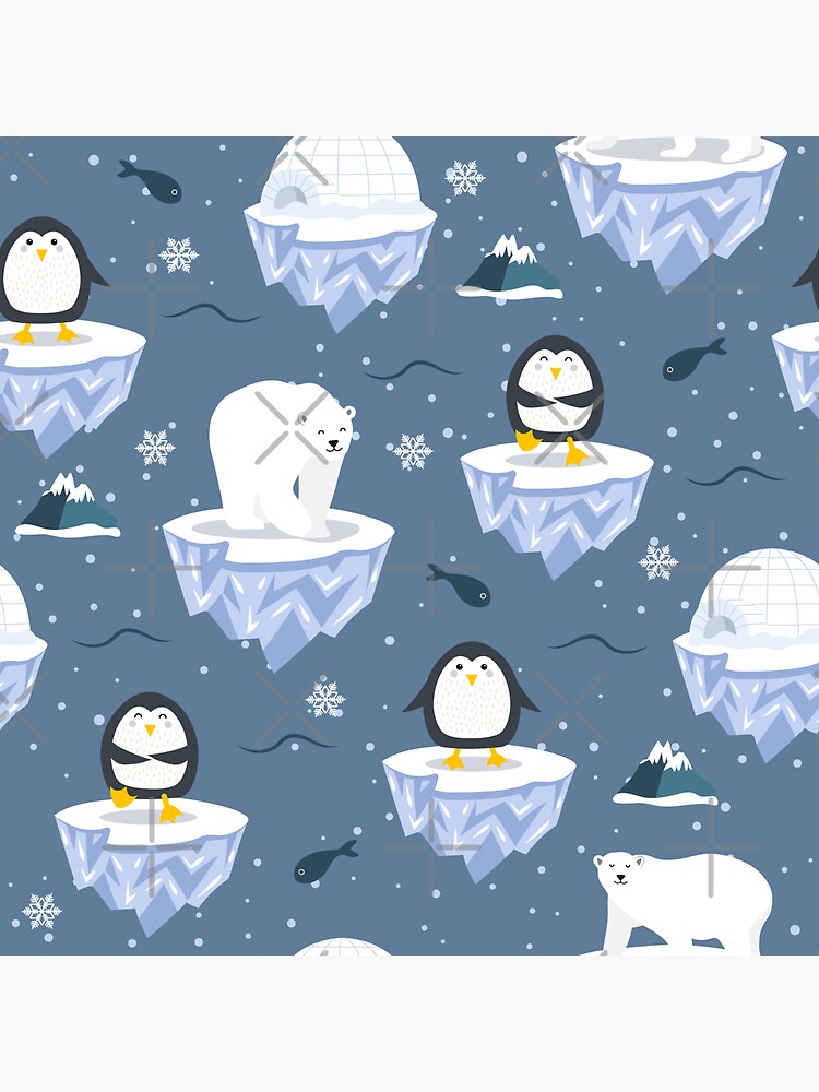 "Christmas Penguin and Polar Bear" Sticker by ColorMeFHappy | Redbubble