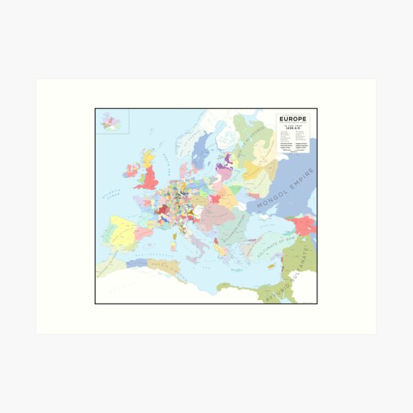 "Europe in 1236 AD" Art Print for Sale by Robin-maps | Redbubble