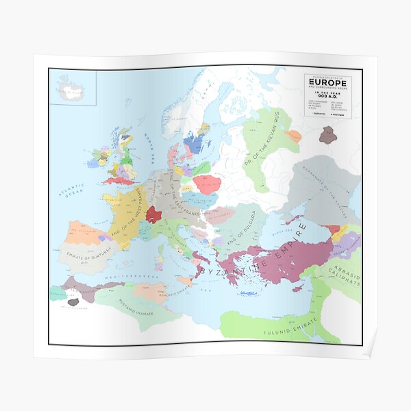 "Europe in 900 AD" Poster for Sale by Robin-maps | Redbubble