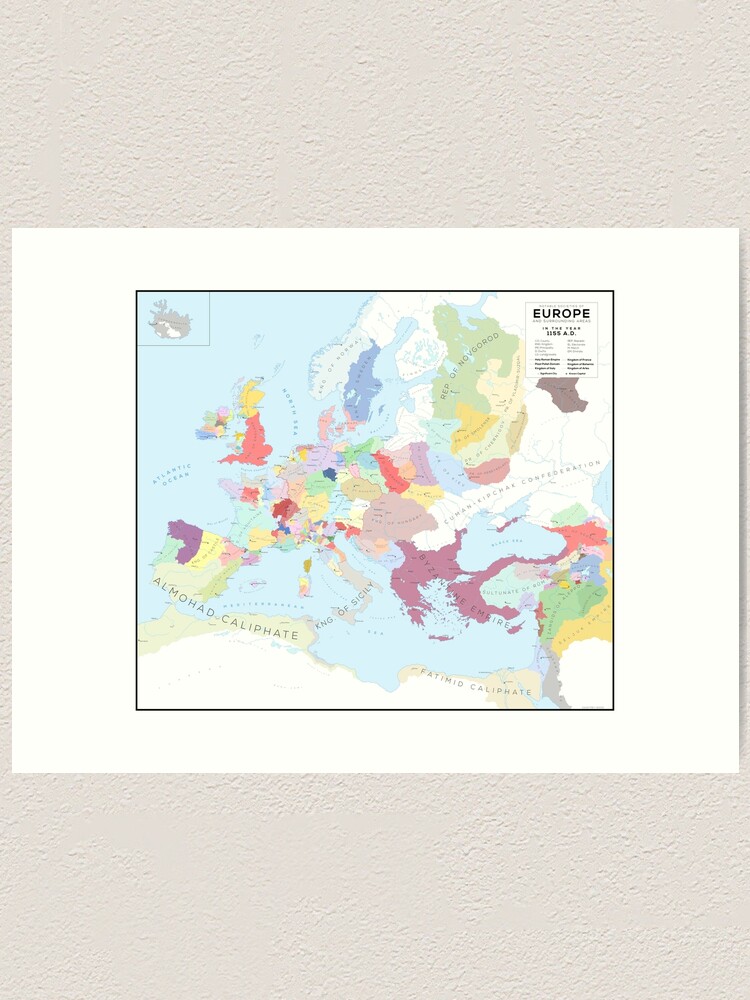 "Europe in 1150 AD" Art Print for Sale by Robin-maps | Redbubble
