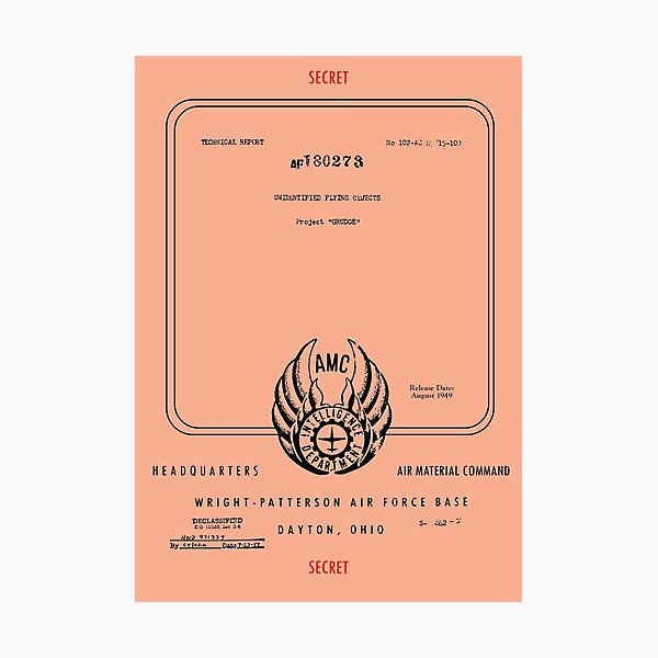 Lámina fotográfica «Project Grudge (Portada original del informe de ...