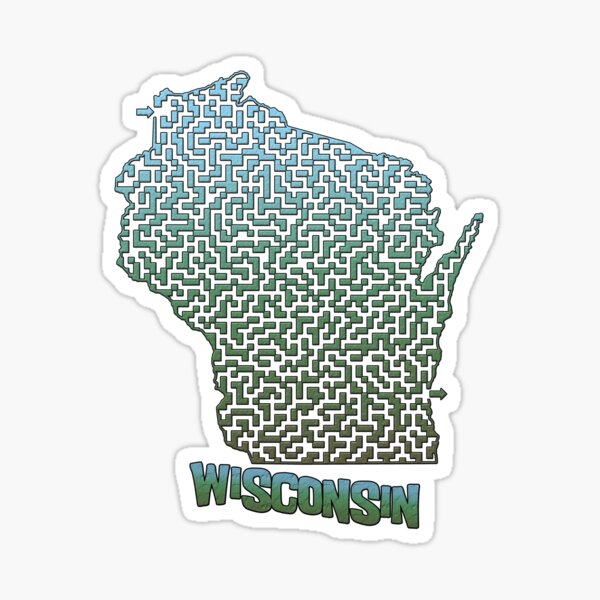 "Wisconsin State Outline Maze & Labyrinth" Sticker for Sale by gorff ...
