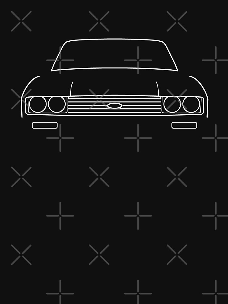 "Ford Capri 2.8i Mk III classic car outline graphic (white)" T-shirt ...