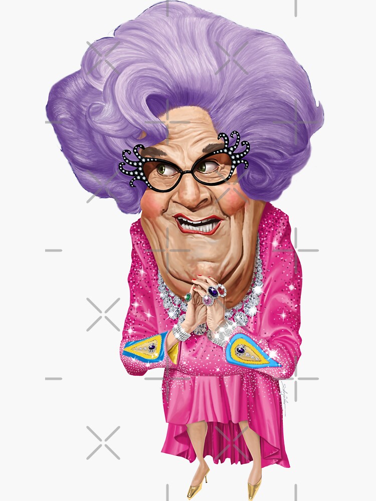 "Dame Edna by Simon Schneider" Sticker for Sale by dameednaeverage ...
