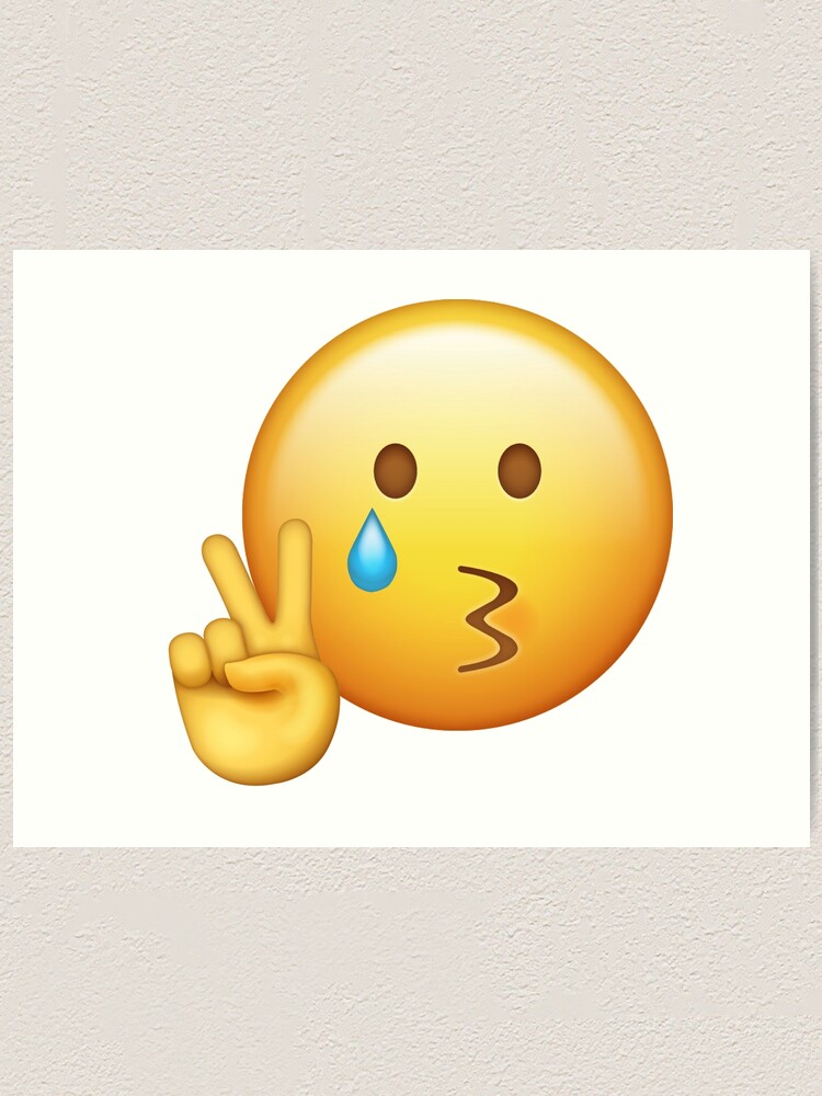 "crying peace sign emoji - mental breakdown lol" Art Print for Sale by ...