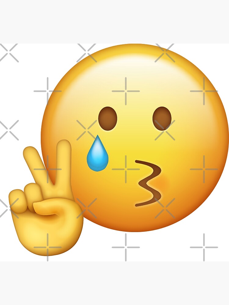 "crying peace sign emoji - mental breakdown lol" Art Print for Sale by ...
