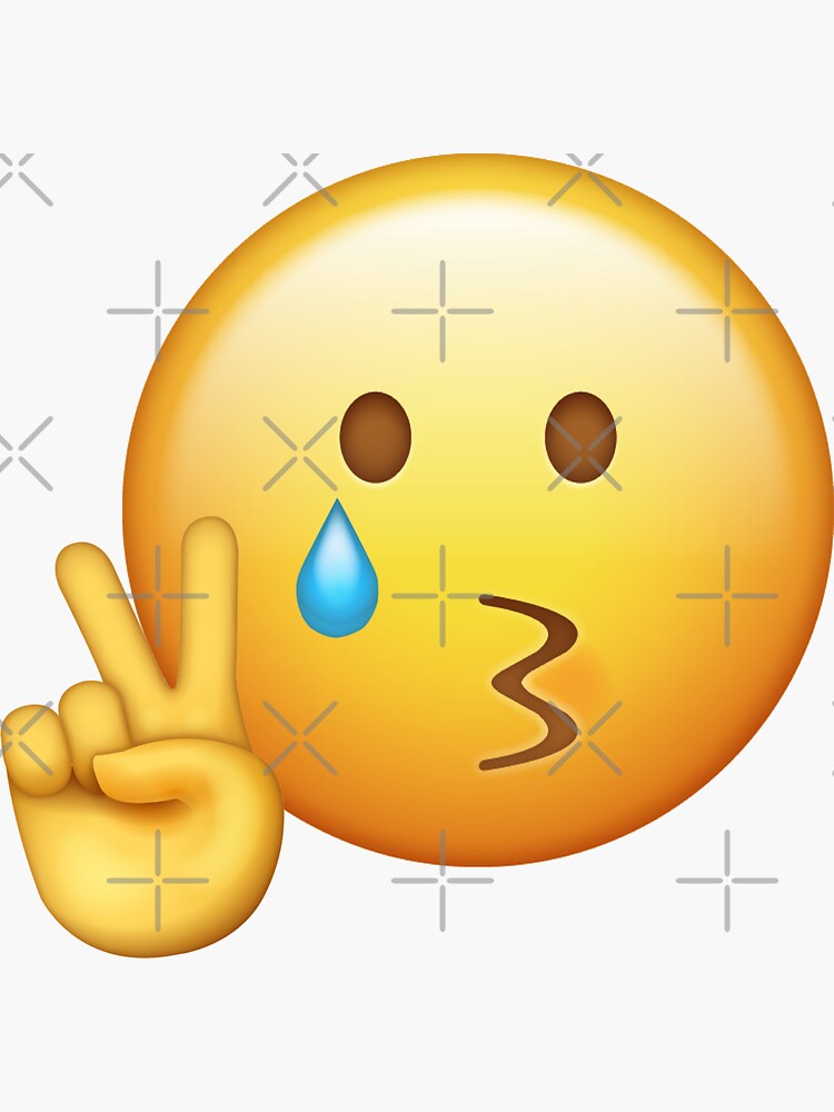 "crying peace sign emoji - mental breakdown lol" Sticker for Sale by ...