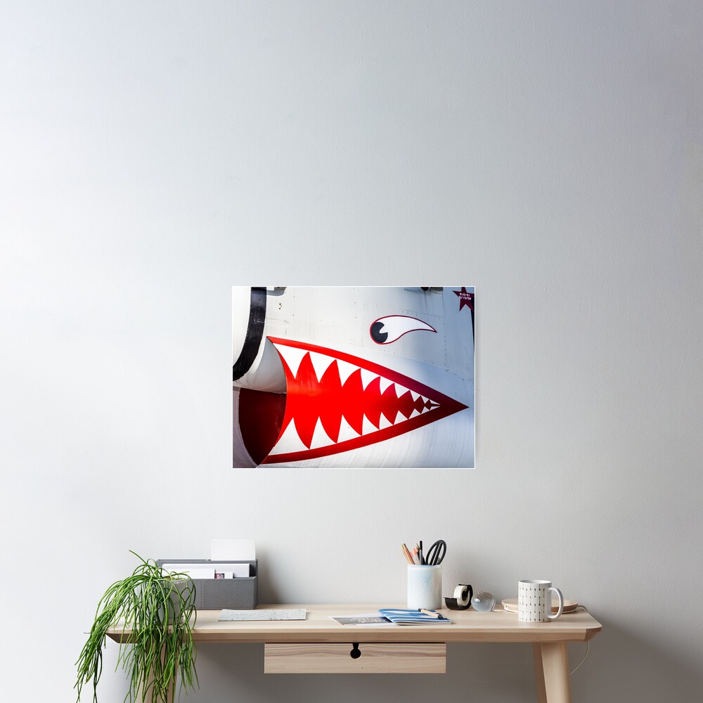 "Fighter Jet Shark Face" Poster by srgreen | Redbubble