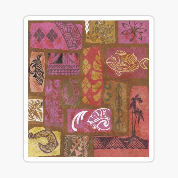 "Vintage Hawaiian Tapa Collage" Sticker for Sale by sunnthreads | Redbubble
