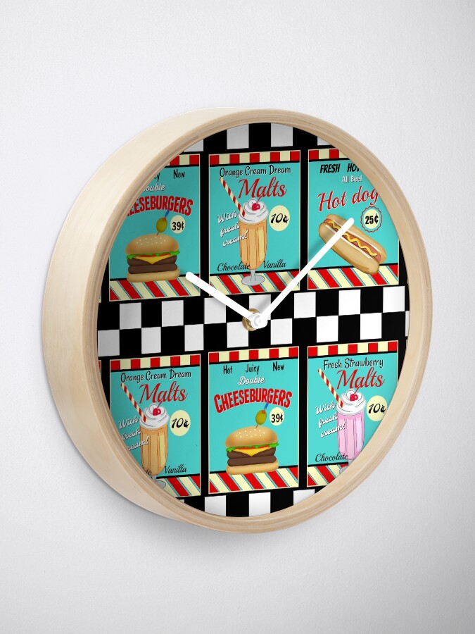 "Retro Diner Signs / Food" Clock for Sale by FranBail | Redbubble