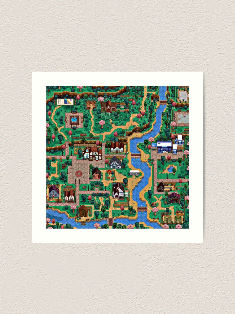 "Stardew valley town map" Art Print for Sale by jellyrelish | Redbubble