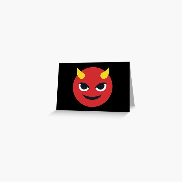 "Evil Smiley, Devil Face, Horns, Lucifer, Emoji, Emoticon" Greeting ...