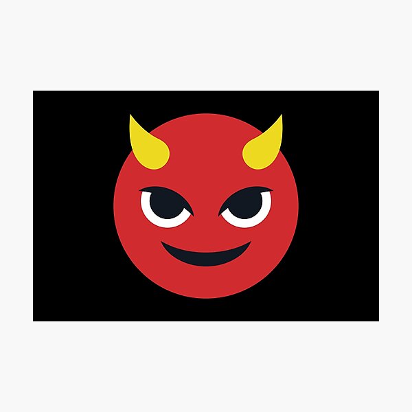 "Evil Smiley, Devil Face, Horns, Lucifer, Emoji, Emoticon" Photographic ...
