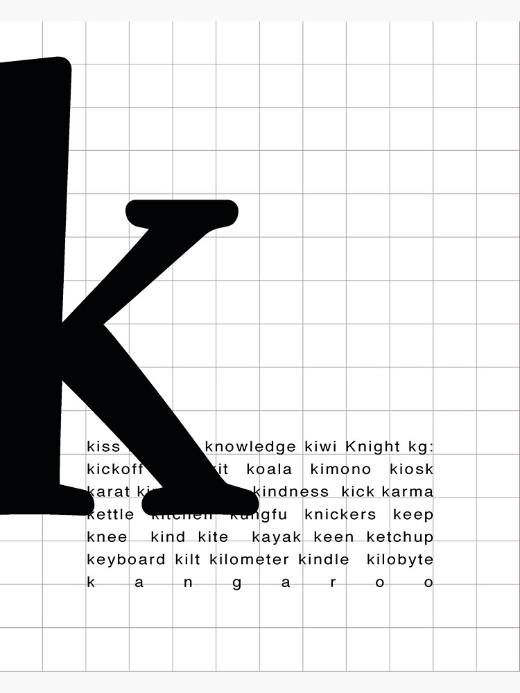 "Art Print - Words with Letter K - Words and Letters - Typography ...