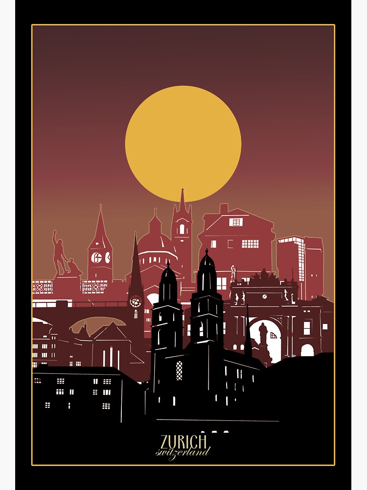 "zurich skyline" Sticker by BekimART2 | Redbubble