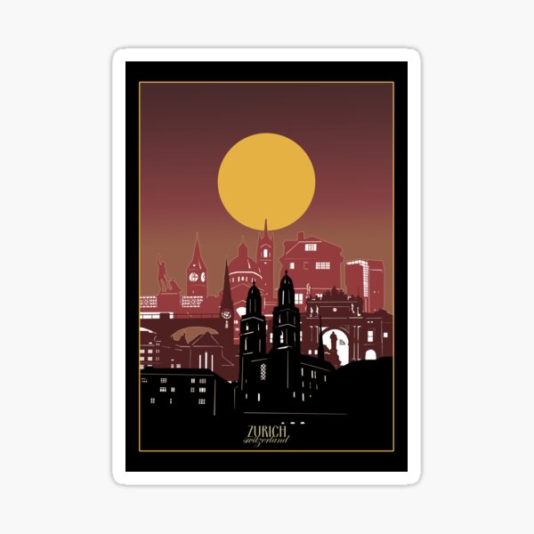"zurich skyline" Sticker by BekimART2 | Redbubble
