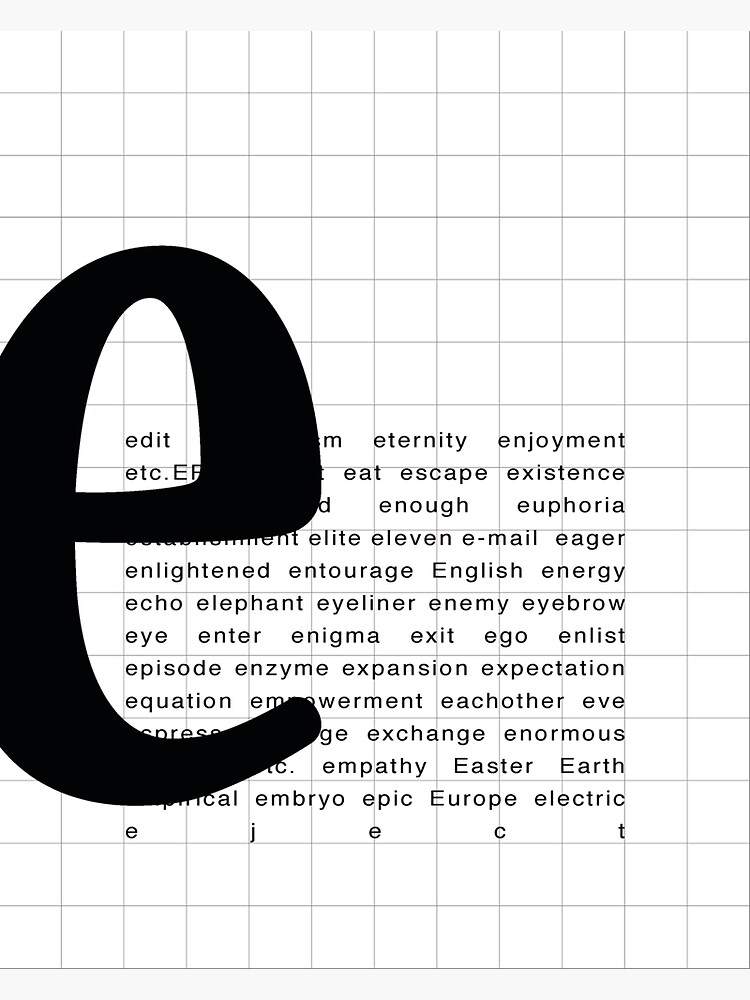 "Art Print - Words with Letter E - Words and Letters - Typography ...