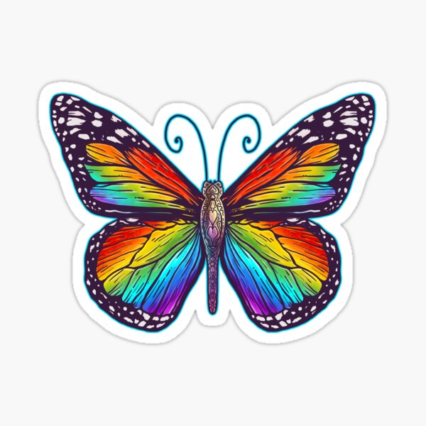 "Rainbow Butterfly" Sticker by Robbgoblin | Redbubble